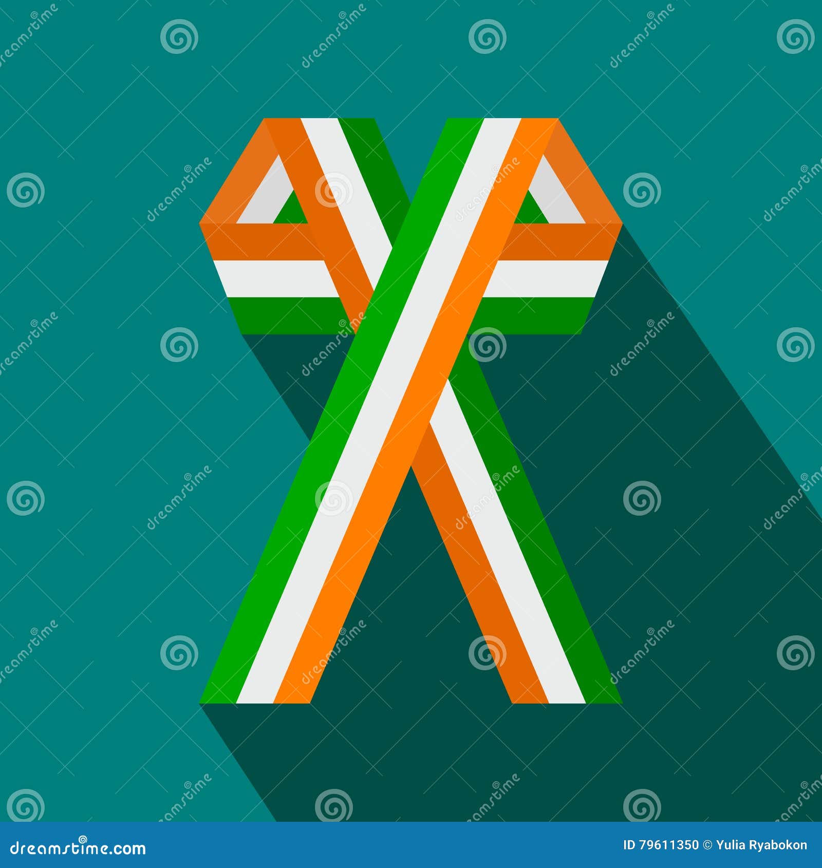 Irish ribbons flat icon stock vector. Illustration of green - 79611350