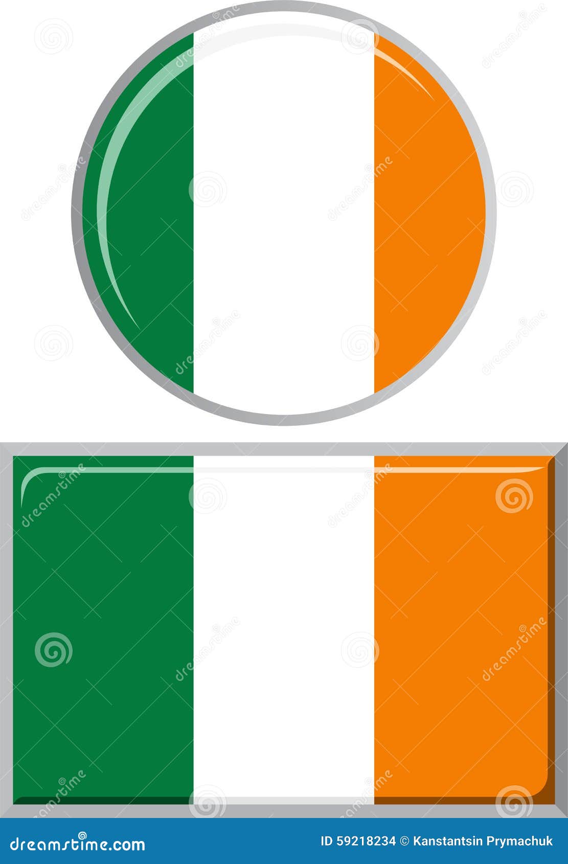 Irish Round and Square Icon Flag. Vector Stock Vector - Illustration of ...