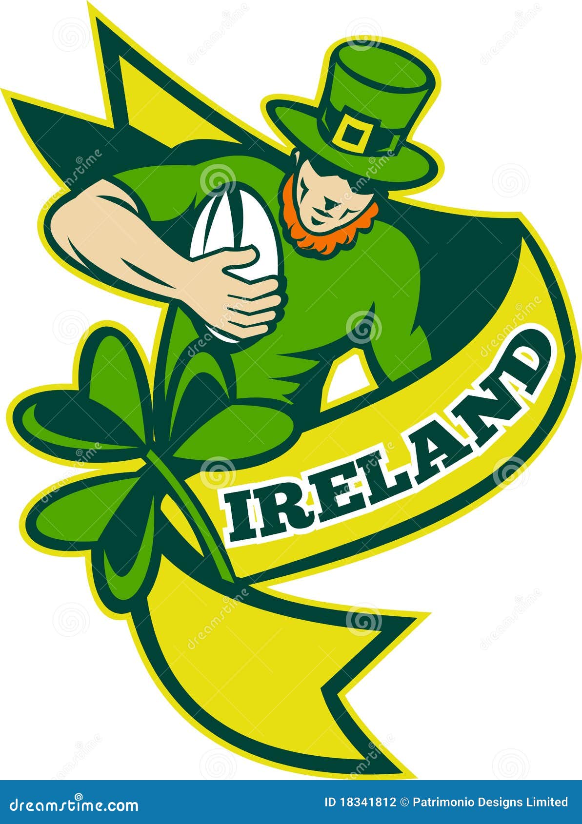 Irish Rugby Player Running with Ball Stock Illustration - Illustration ...