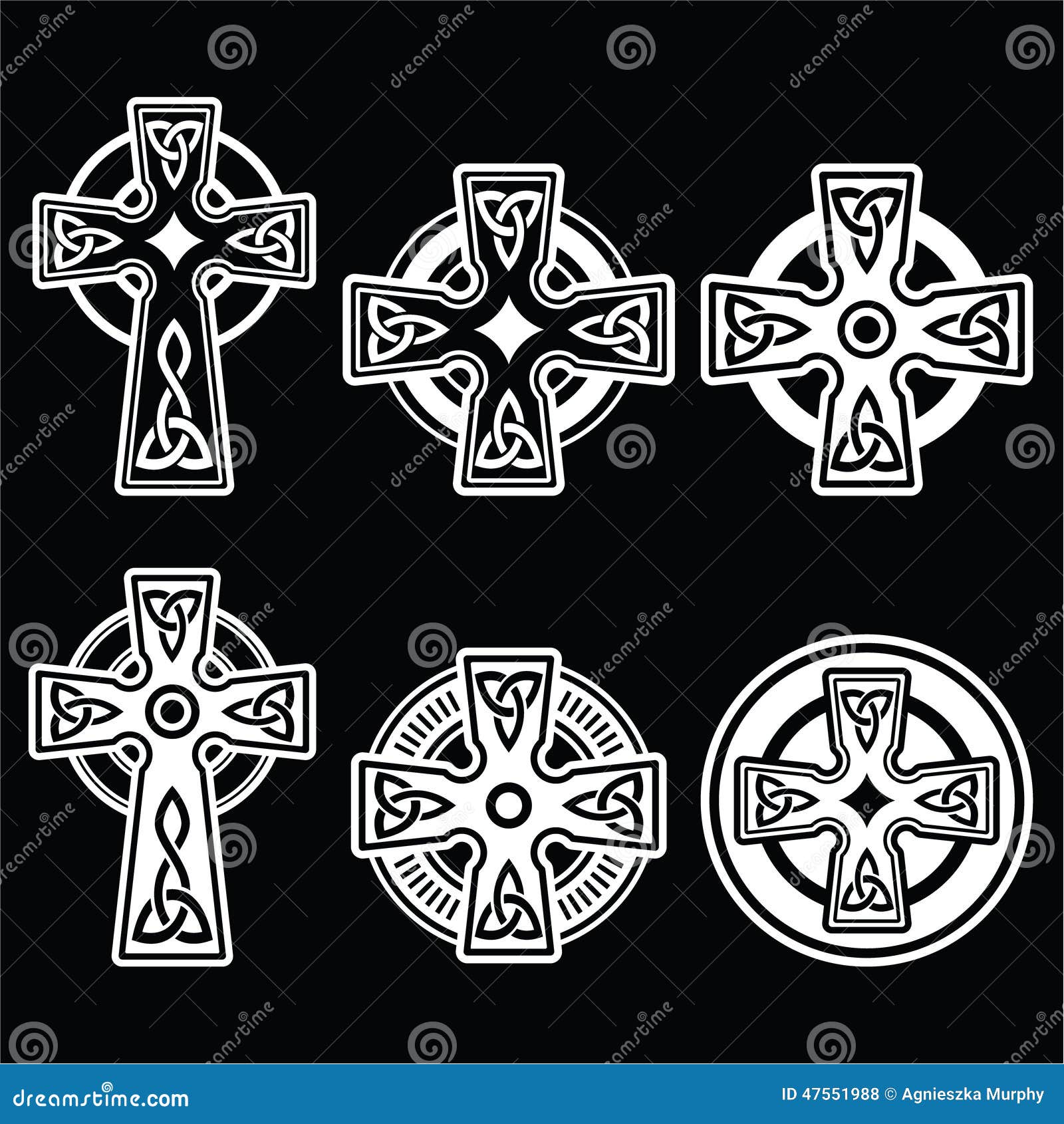 Irish, Scottish Celtic White Cross On Black Stock Illustration - Image ...