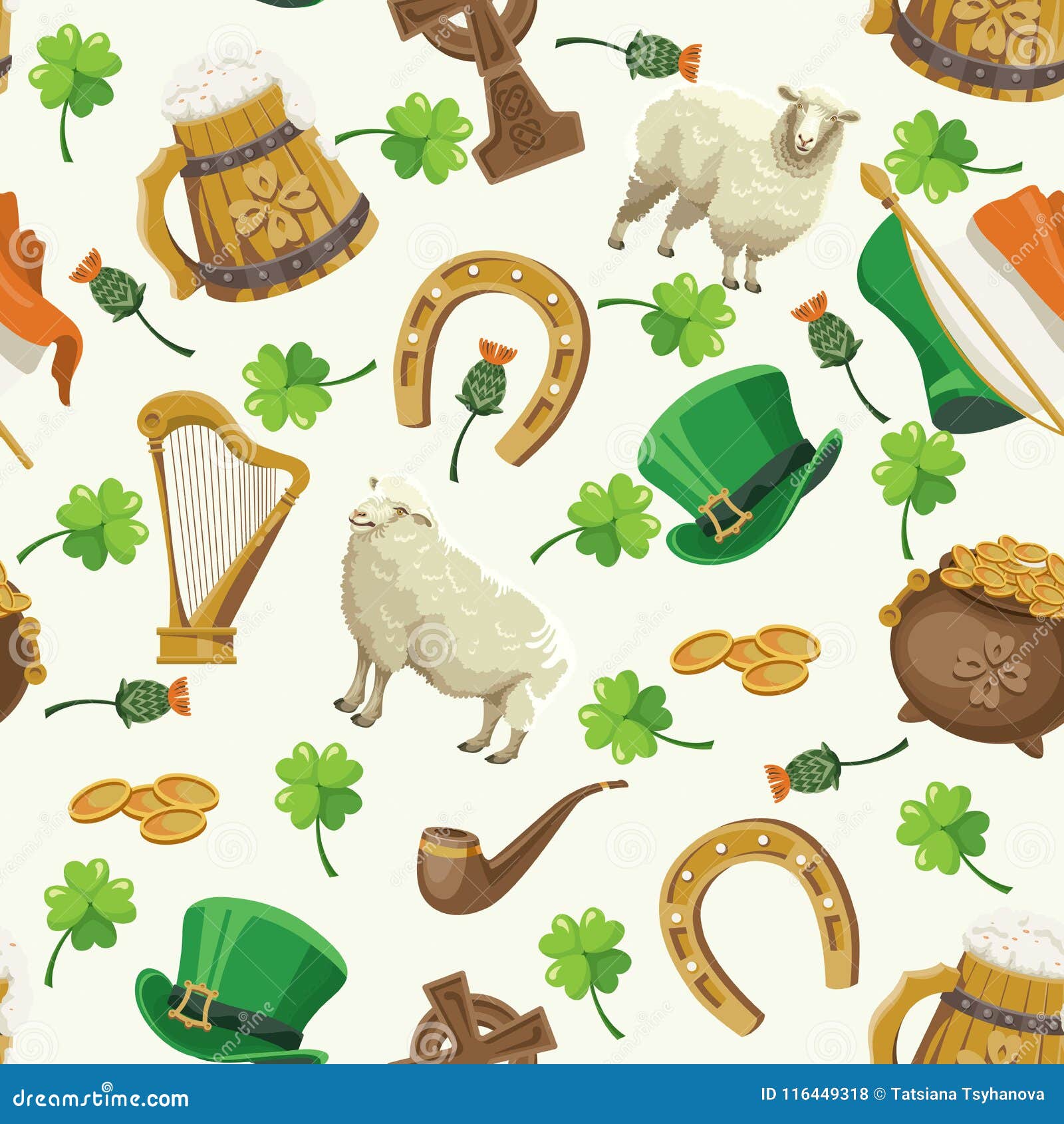 Irish Seamless Pattern. Vector Background. Ireland Theme Stock Vector ...