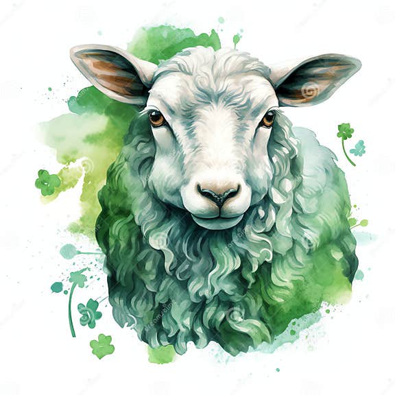 Irish sheep watercolor stock illustration. Illustration of sheep ...