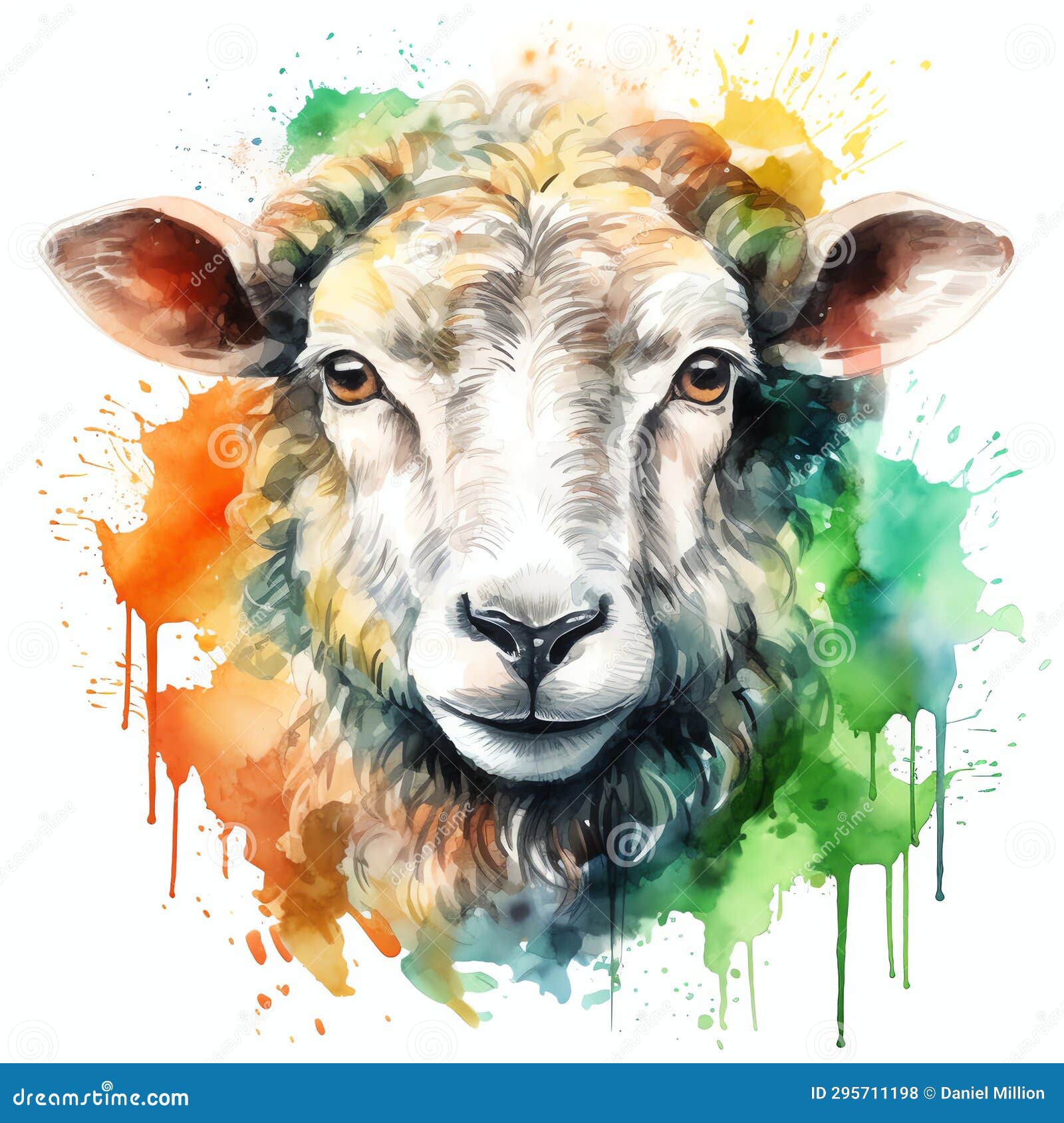 Irish sheep watercolor stock illustration. Illustration of harp - 295711198