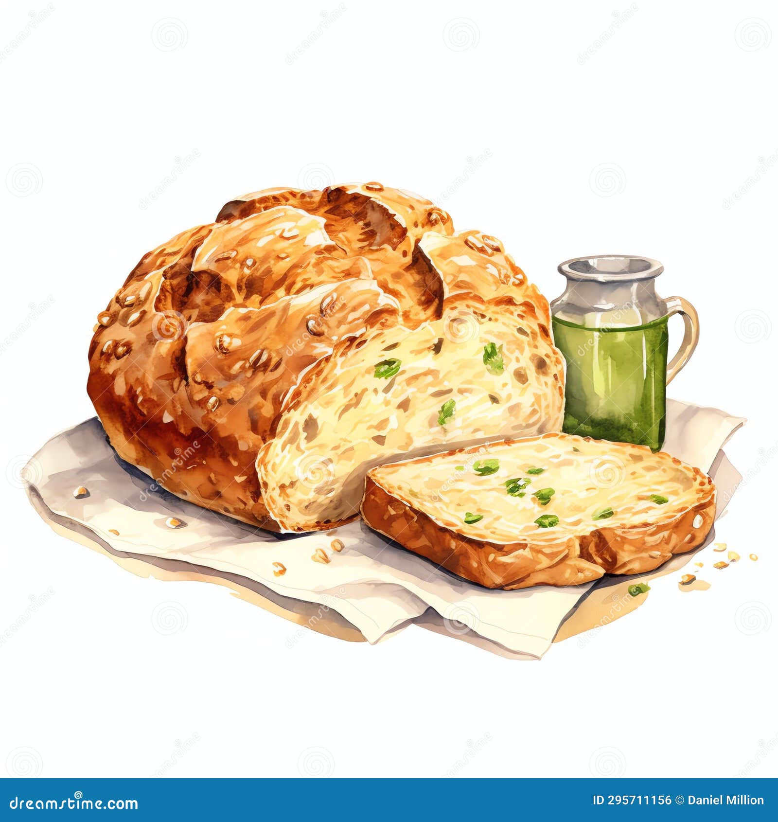 Irish Soda Bread Watercolor Stock Illustration - Illustration of irish ...