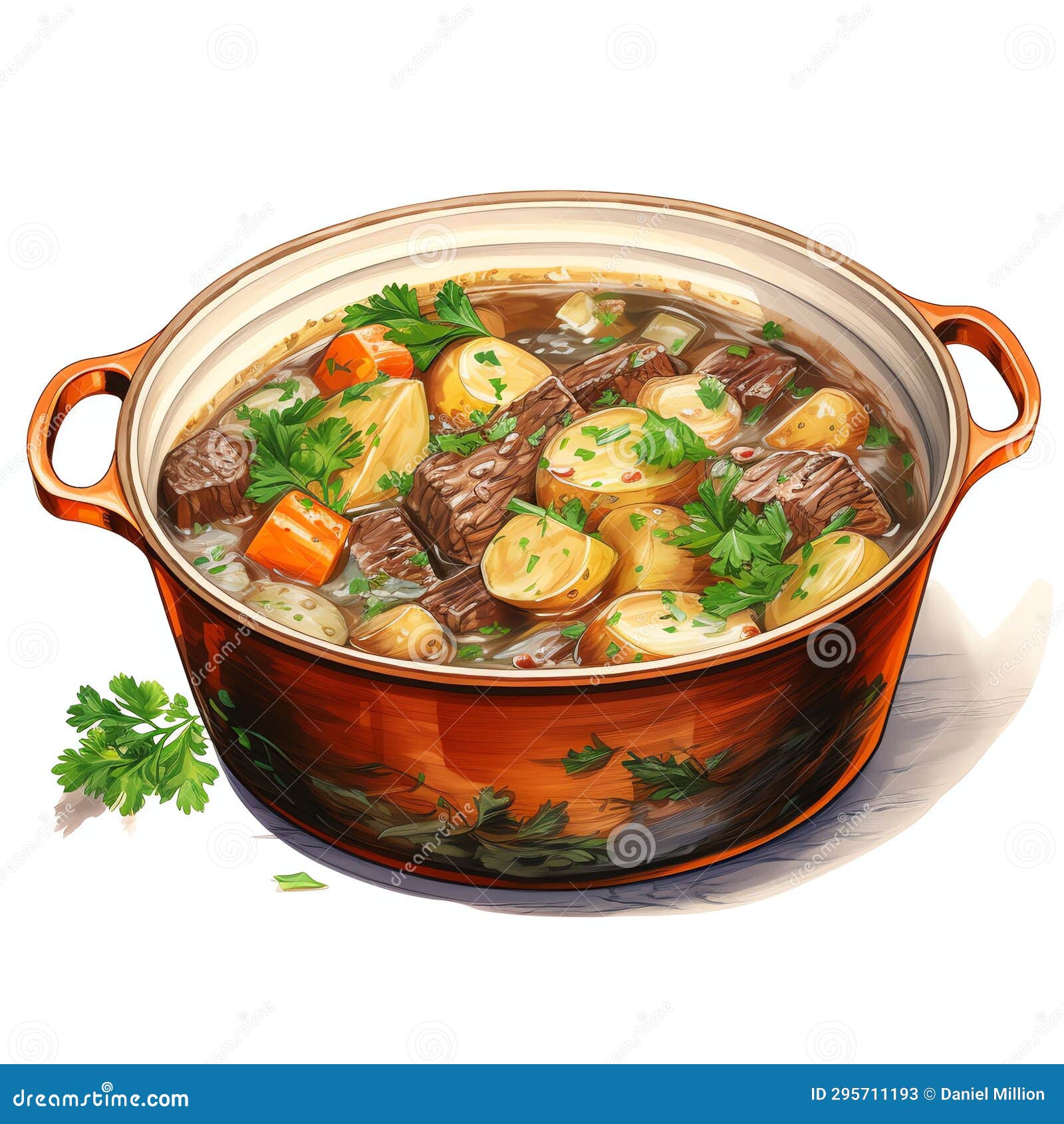 Irish stew watercolor stock image. Image of cottage - 295711193