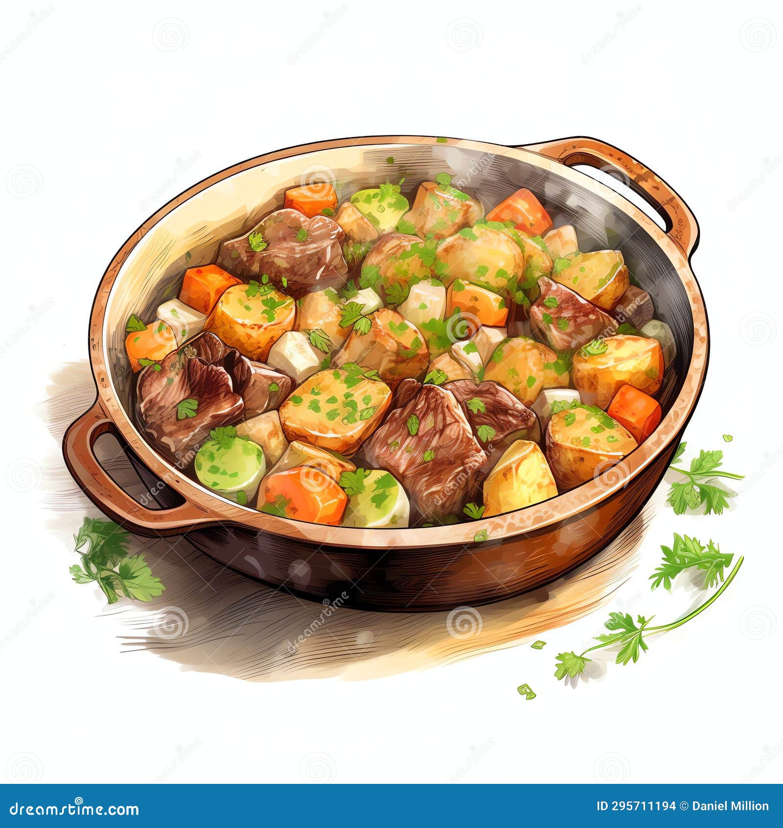 Irish stew watercolor stock photo. Image of coastline - 295711194