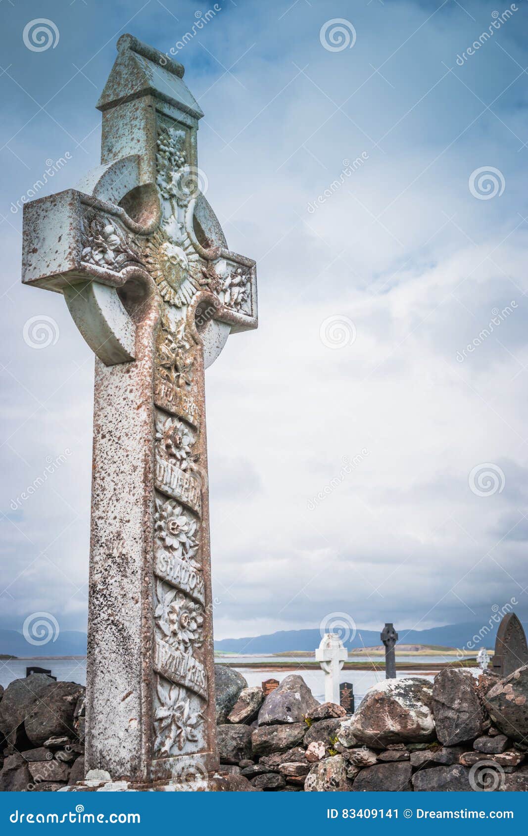 Irish stone cross stock image. Image of beautiful, blue - 83409141