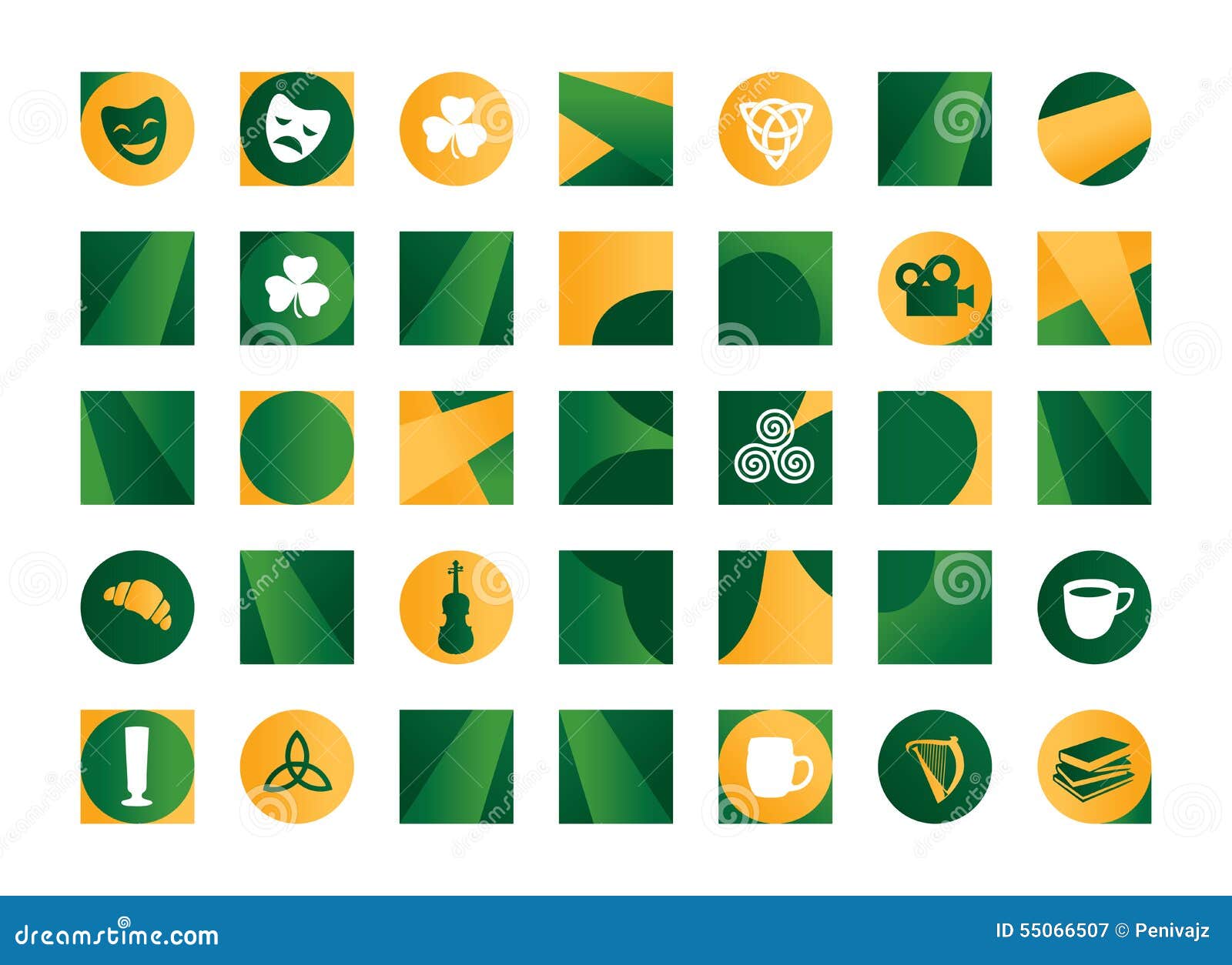Irish Symbols Icon Set Cartoon Vector | CartoonDealer.com #7494421