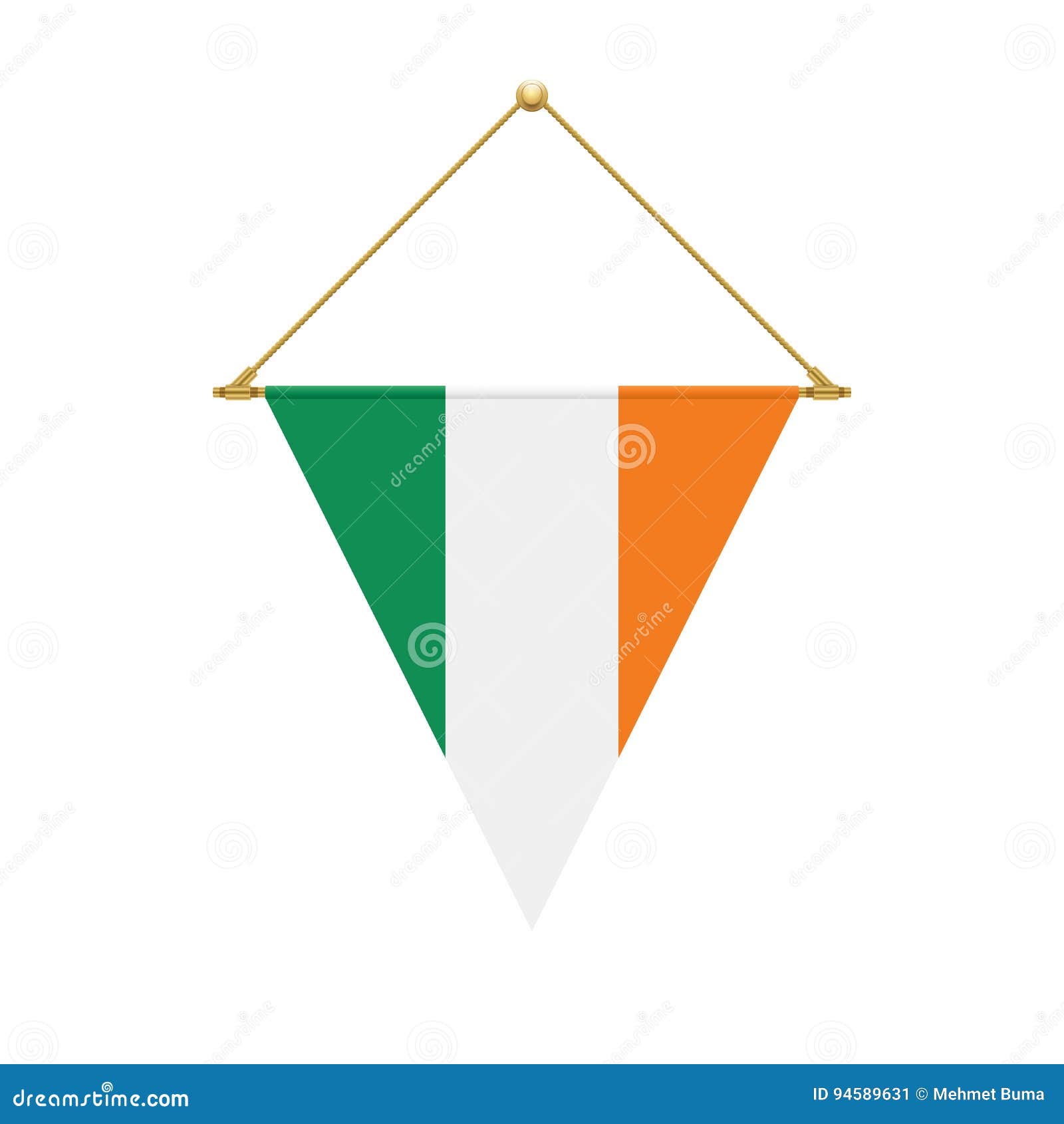 Irish Triangle Flag Hanging, Illustration Stock Vector - Illustration ...