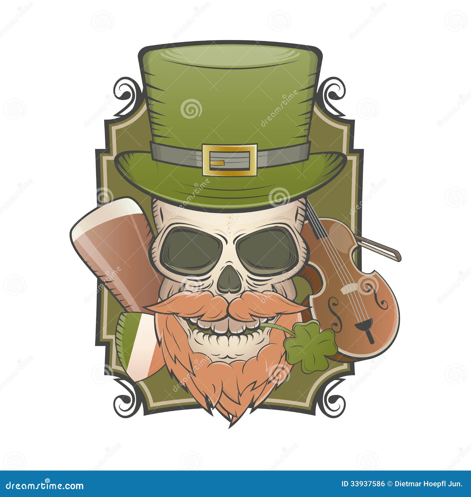 Irish vintage skull stock vector. Illustration of bones - 33937586