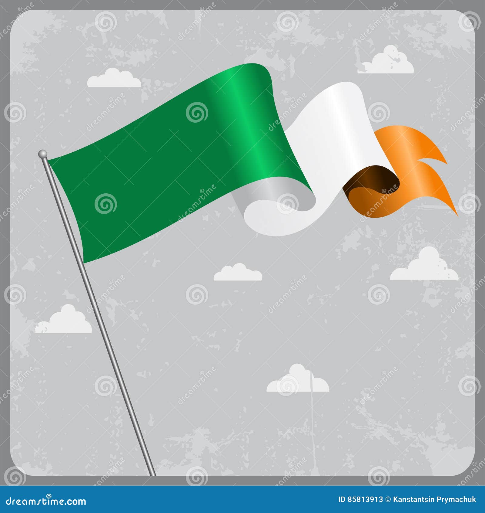 Irish Wavy Flag. Vector Illustration. Stock Vector - Illustration of ...