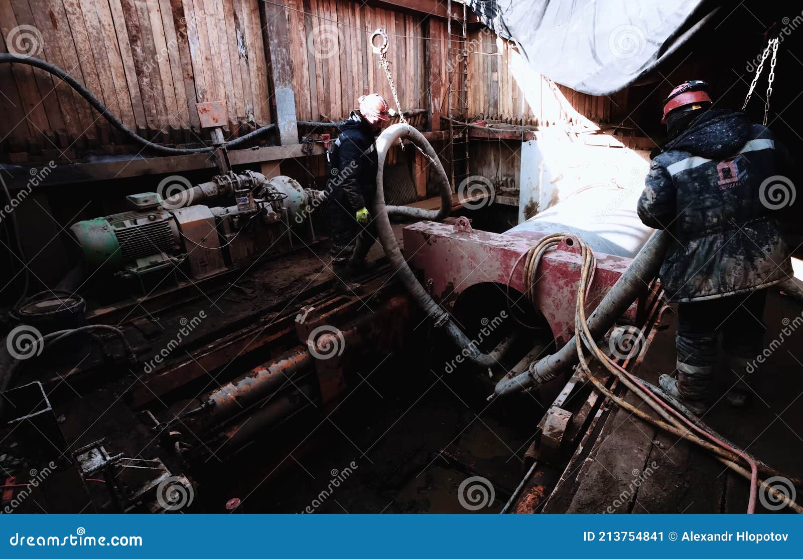 Workers Work on Pipeline Operations. Pipe Penetration Editorial Photo ...