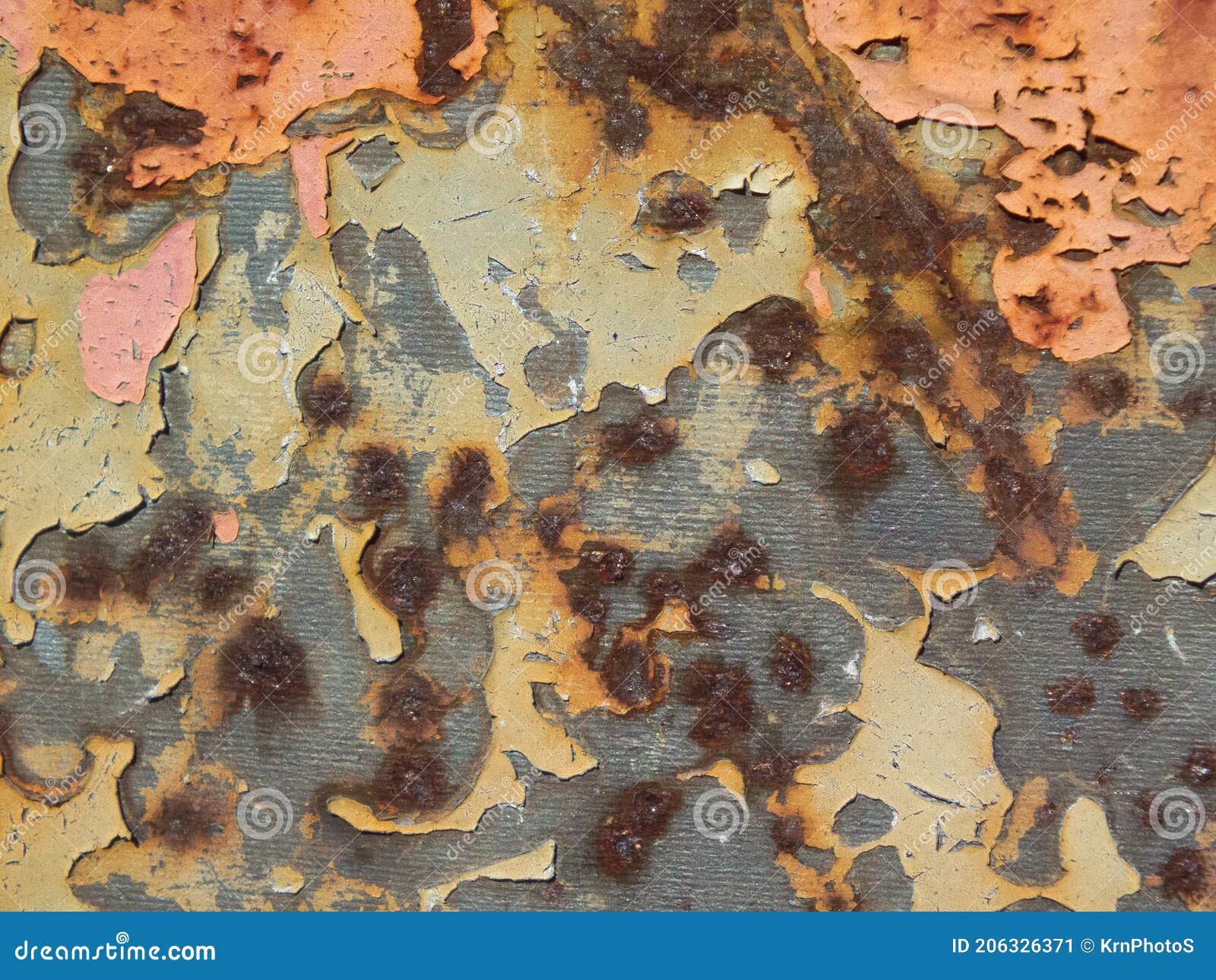 Iron with Aged Paint of Different Colors and Rust and Two Rusty Nuts ...