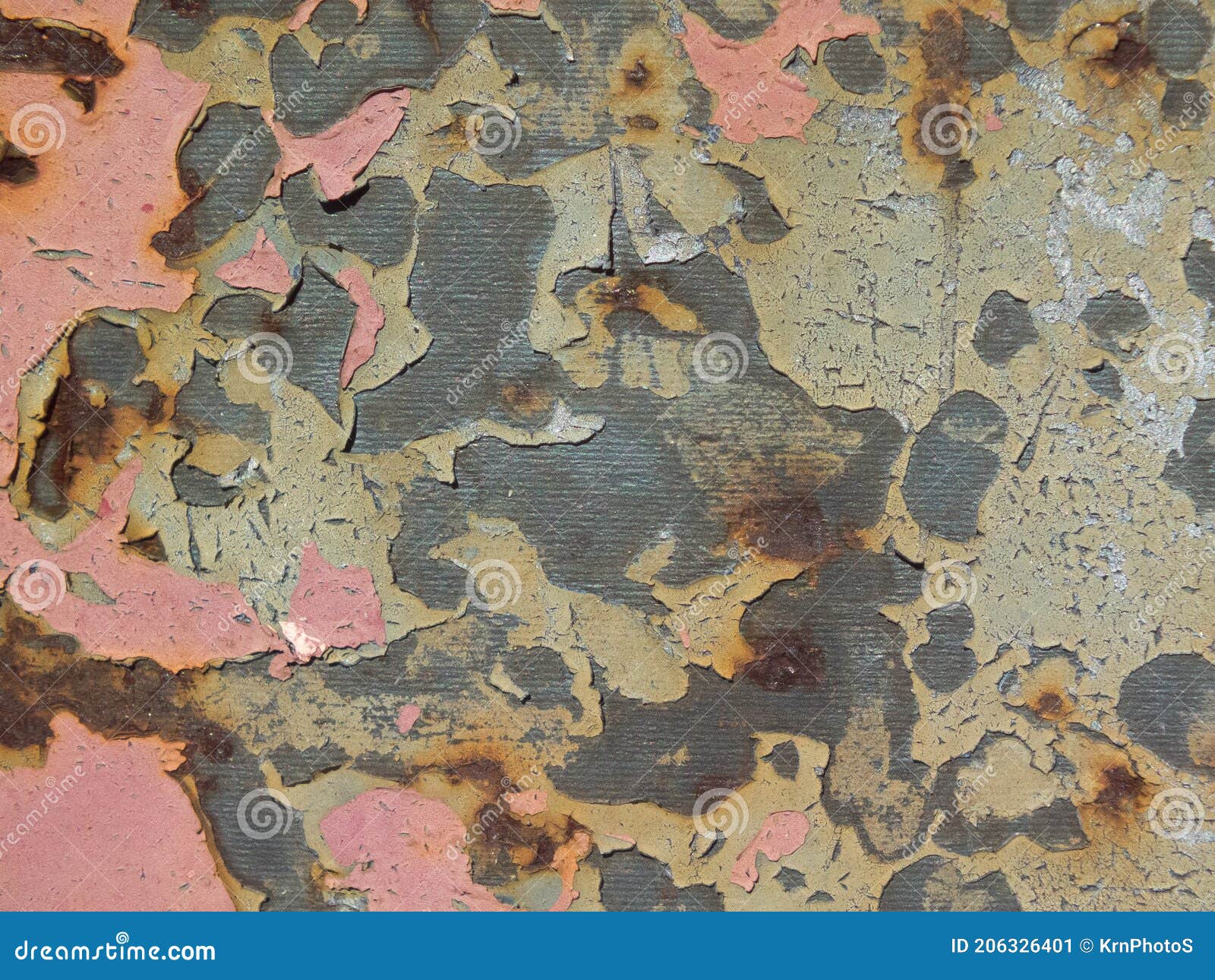 Iron with Aged Paint of Different Colors and Rust and Two Rusty Nuts ...