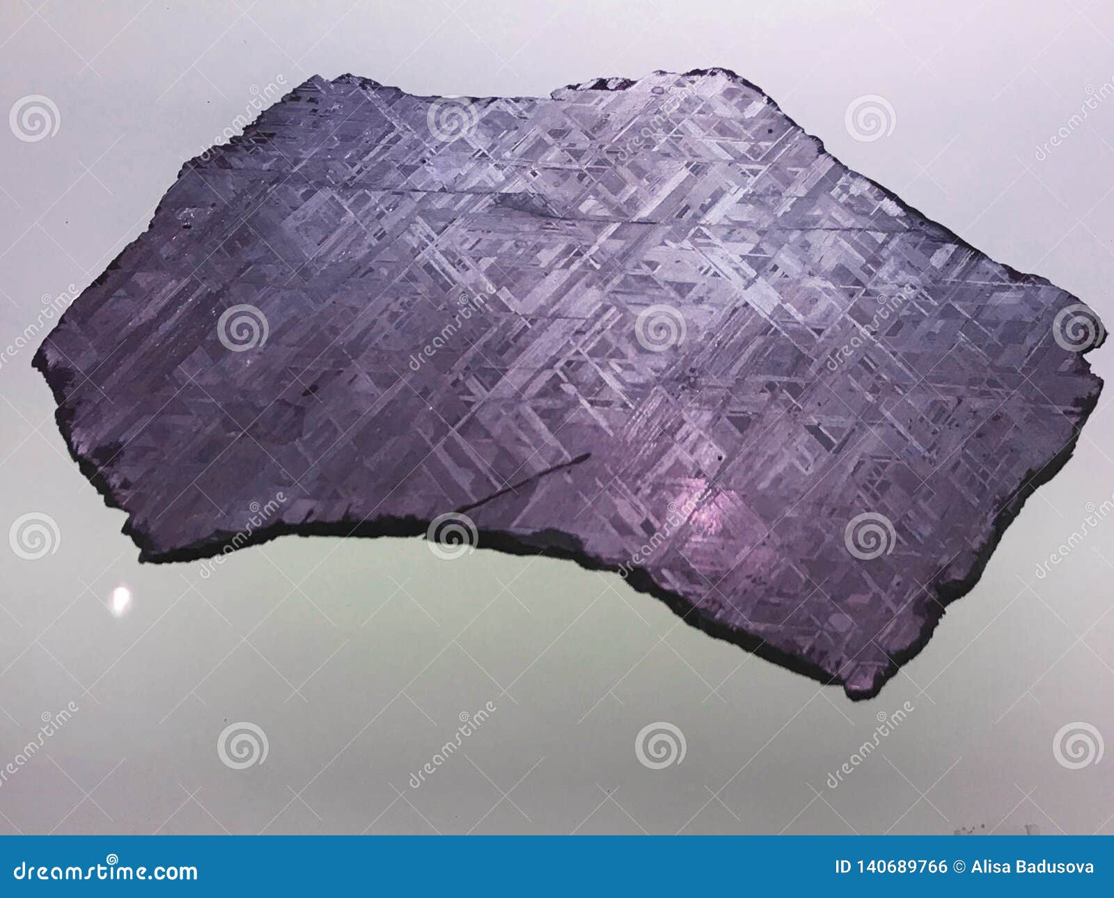 Iron Alien Meteorite With Widmanstatten Pattern On Light Stock Photo ...