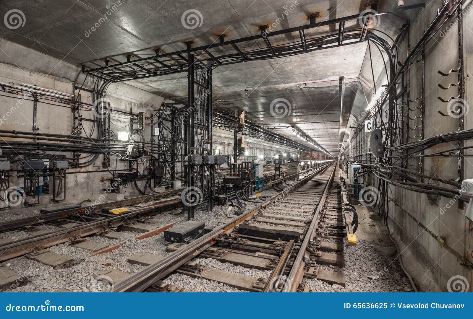 Iron Arch with Electric Cables Above the Train Tracks Stock Image ...