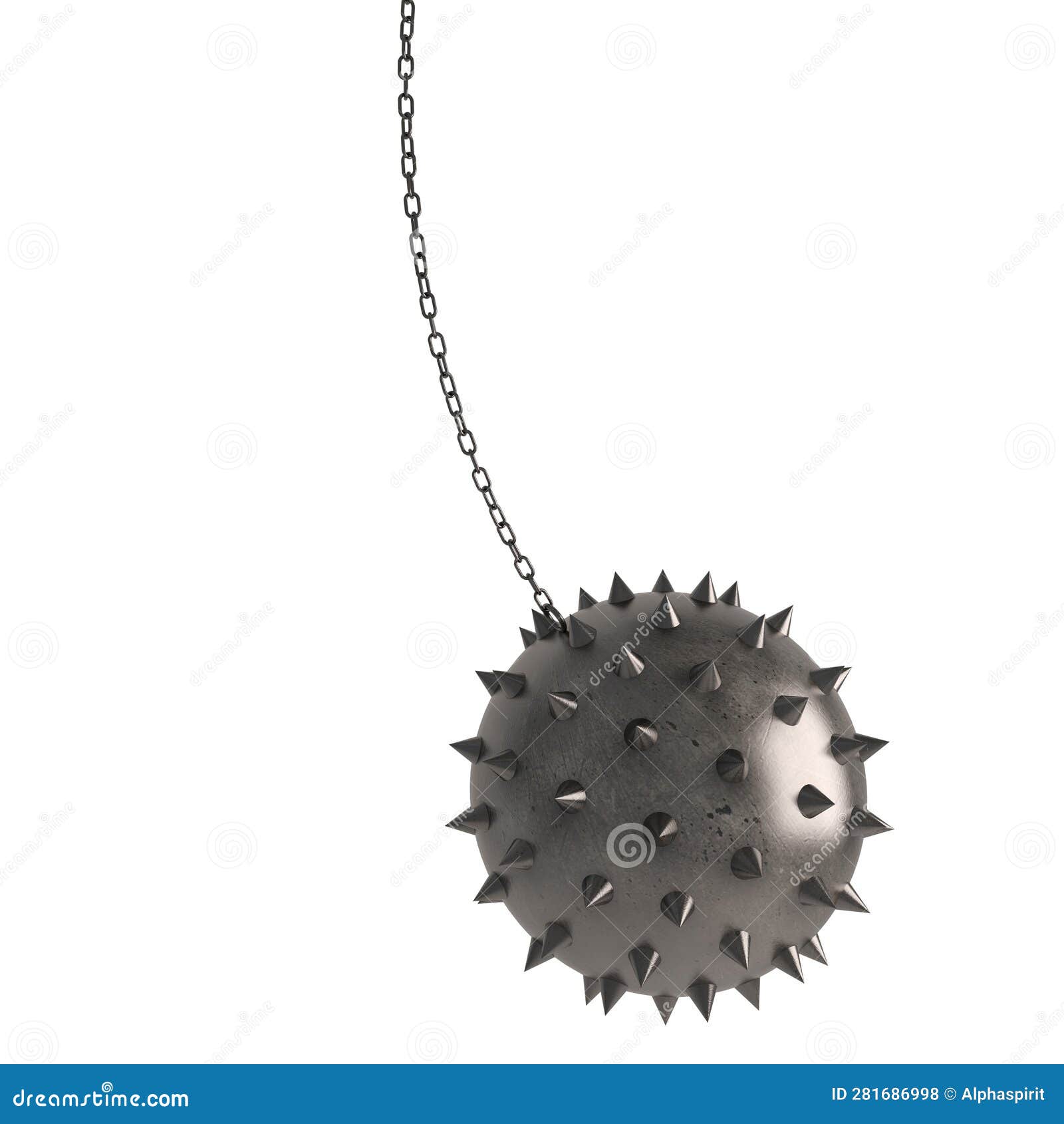 Iron Ball with Spikes. Concept of Danger and Obstacle. 3d Rendering ...