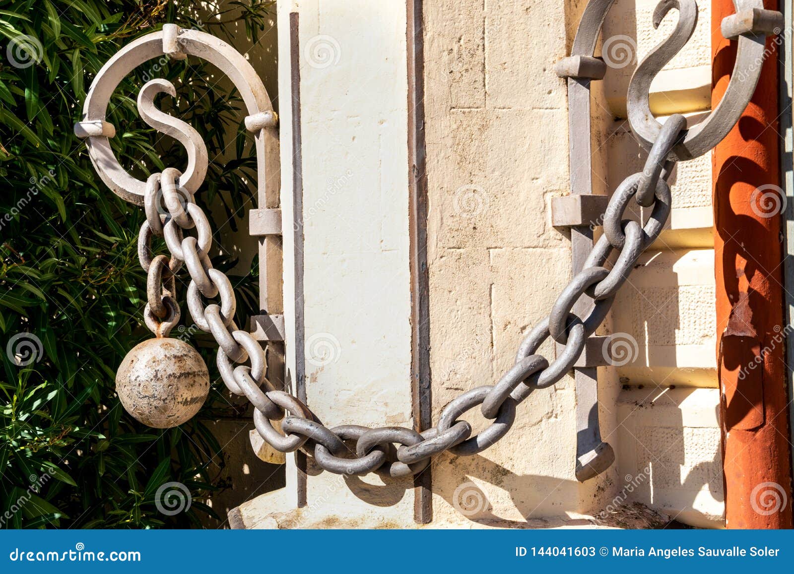 Iron ball chain stock image. Image of chain, heavy, metal - 144041603