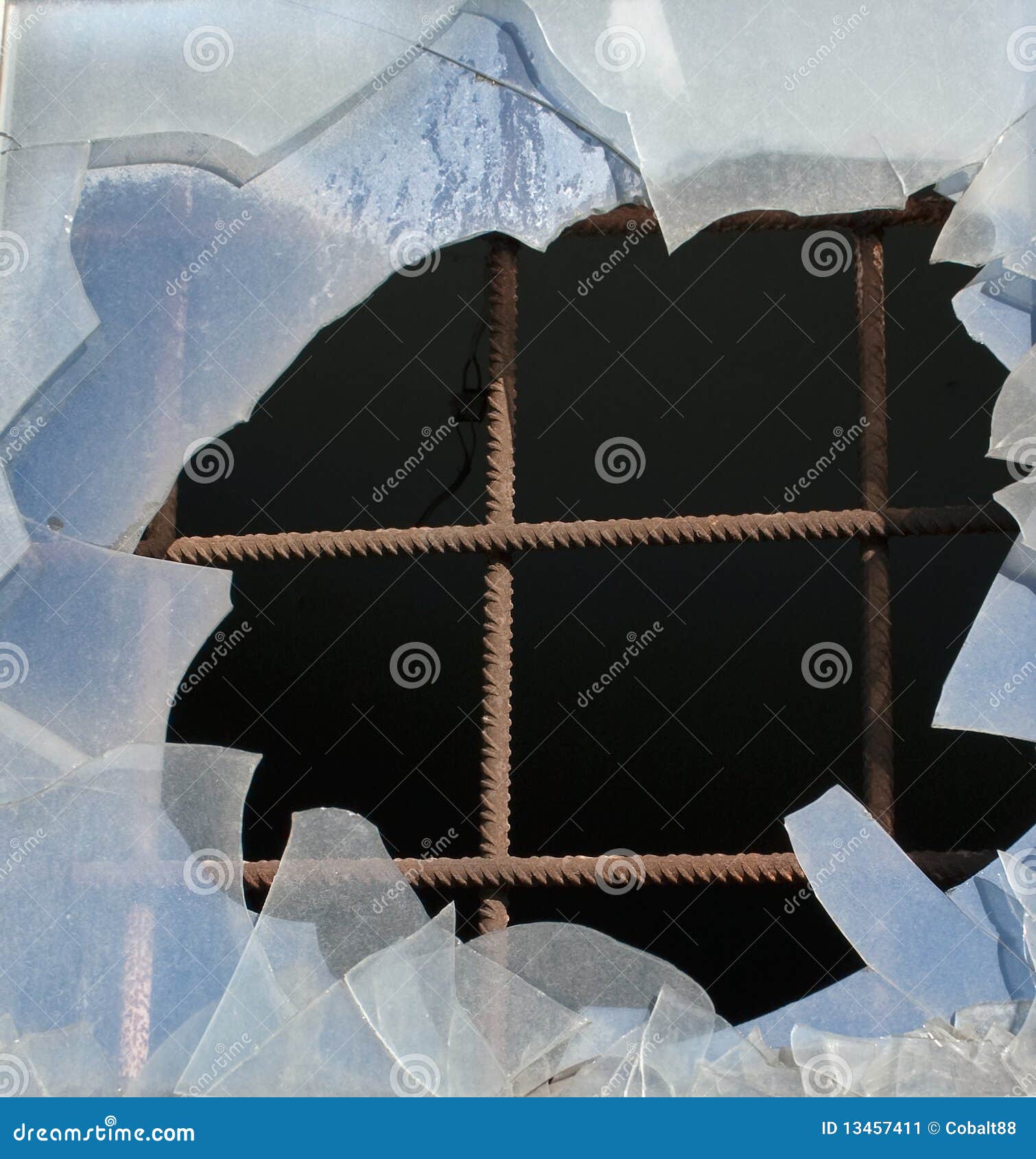 Iron Bars and Broken Glass Window Stock Image - Image of textures ...