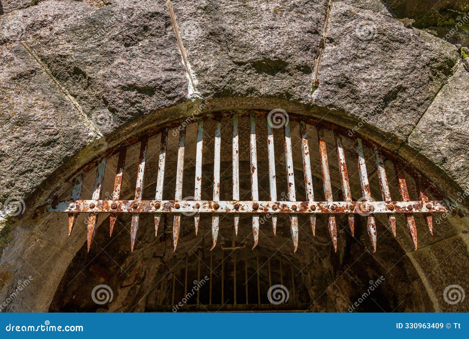 Iron Bars in the Ceiling of a Tunnel Stock Image - Image of wall ...