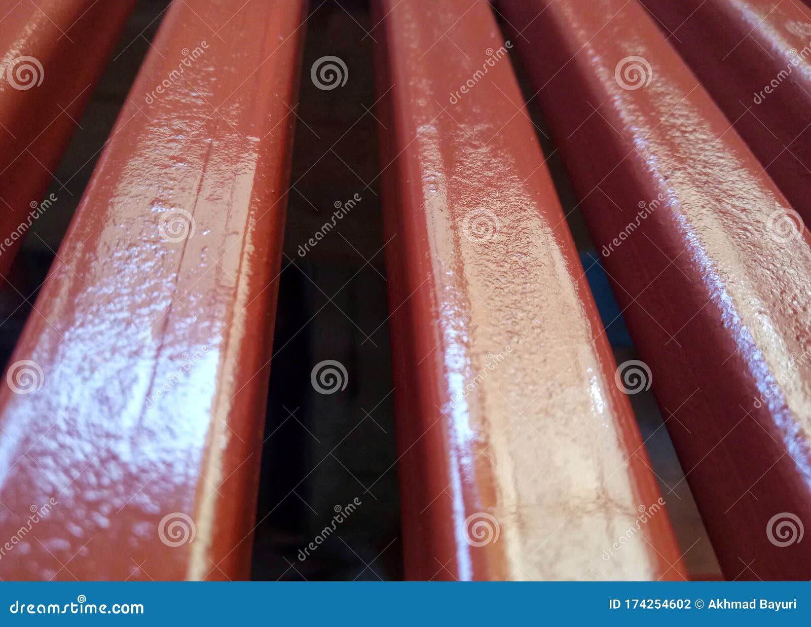 Iron Bars with Deep Red Paint Stock Photo - Image of galvanized, detail ...