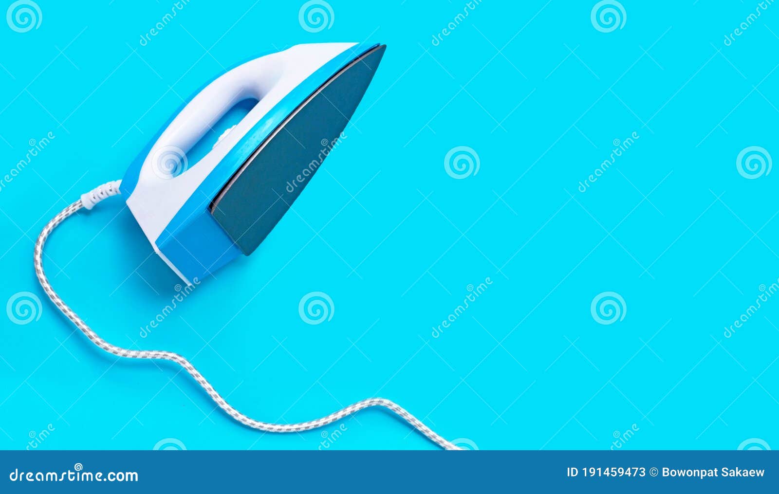 Iron on Blue Background. Top View Stock Image - Image of blue ...