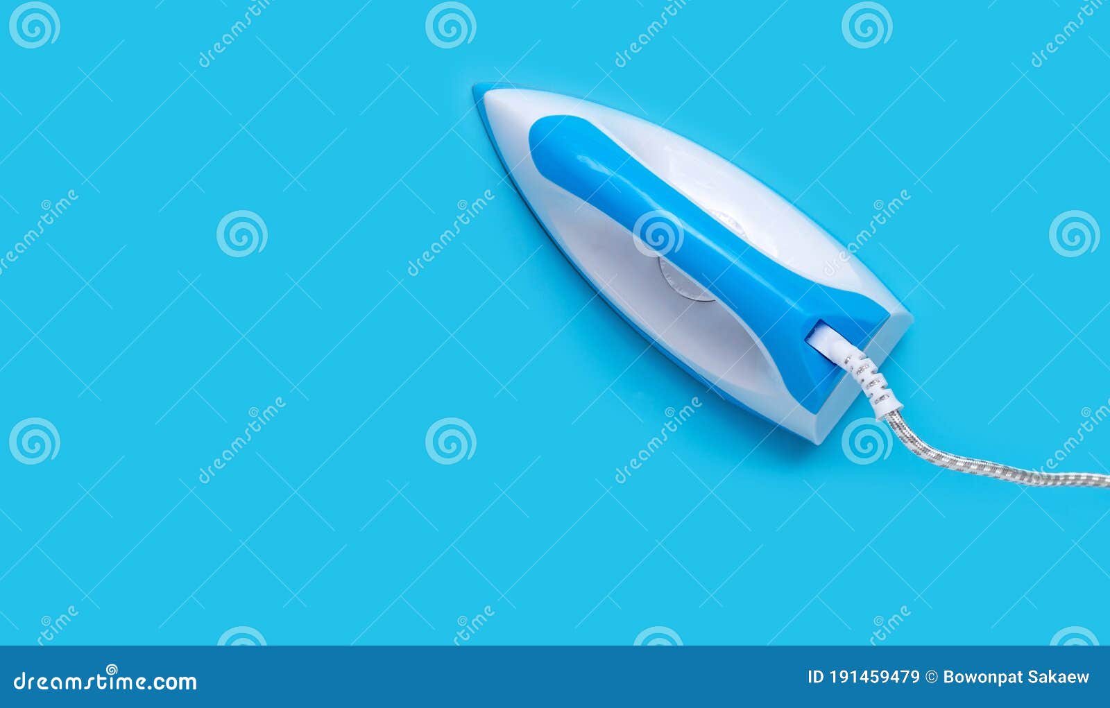 Iron on Blue Background. Top View Stock Image - Image of electric, iron ...