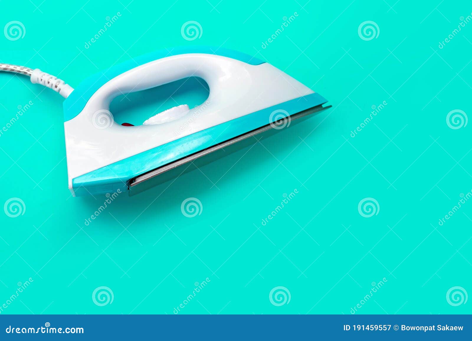 Iron on Blue Background. Top View Stock Image - Image of closeup ...