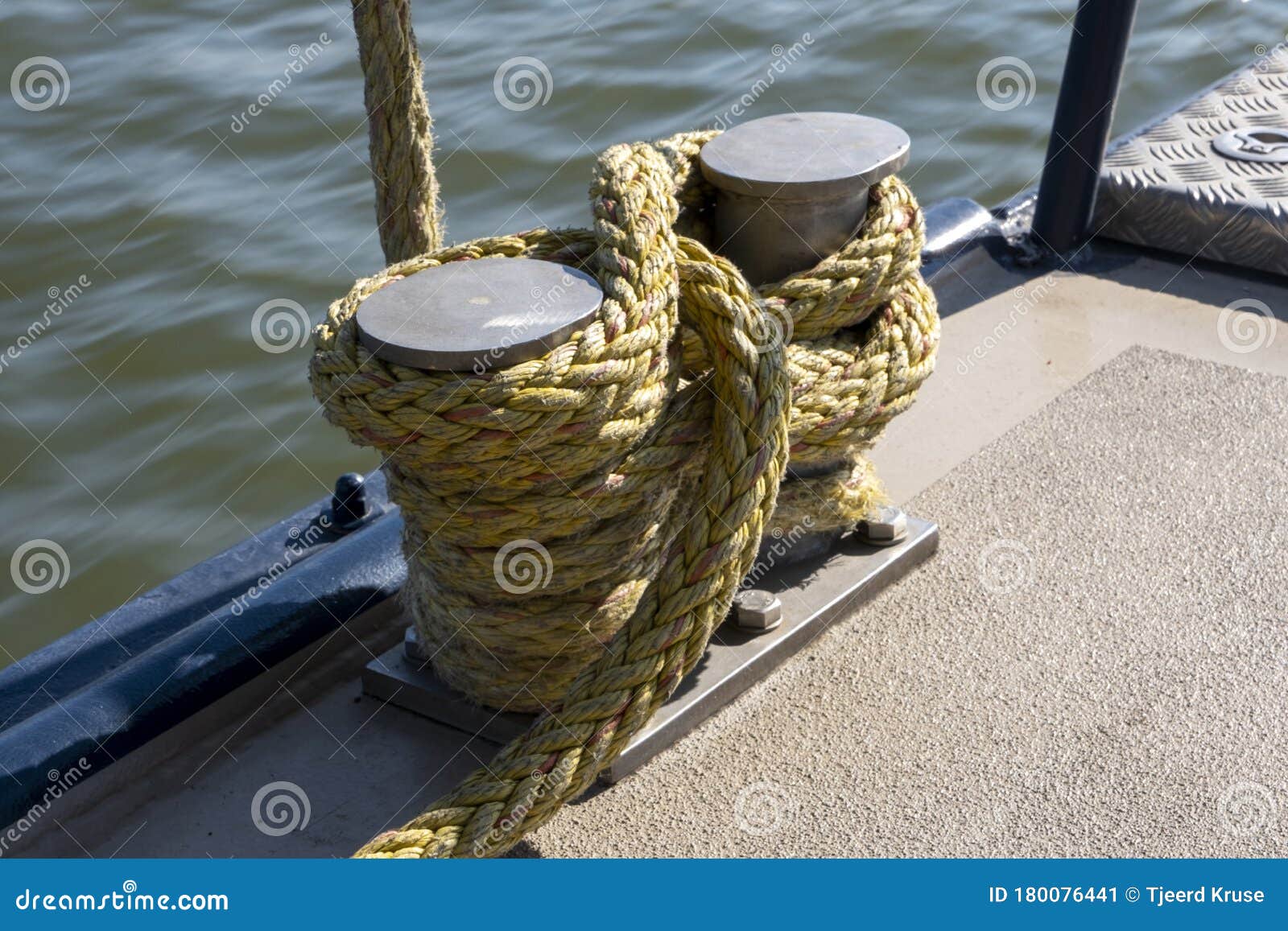 Iron Bollard with Ship Ropes Stock Image - Image of line, boat: 180076441