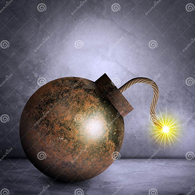 Iron bomb on grey stock image. Image of ball, bomb, metal - 65551297