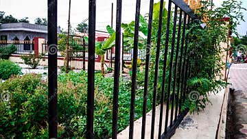 Iron Boundary Wall Railing Around the Garden Stock Photo - Image of ...