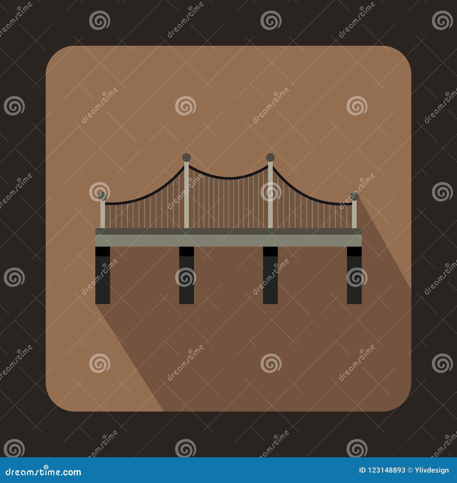 Iron Bridge Icon, Flat Style Stock Illustration - Illustration of ...