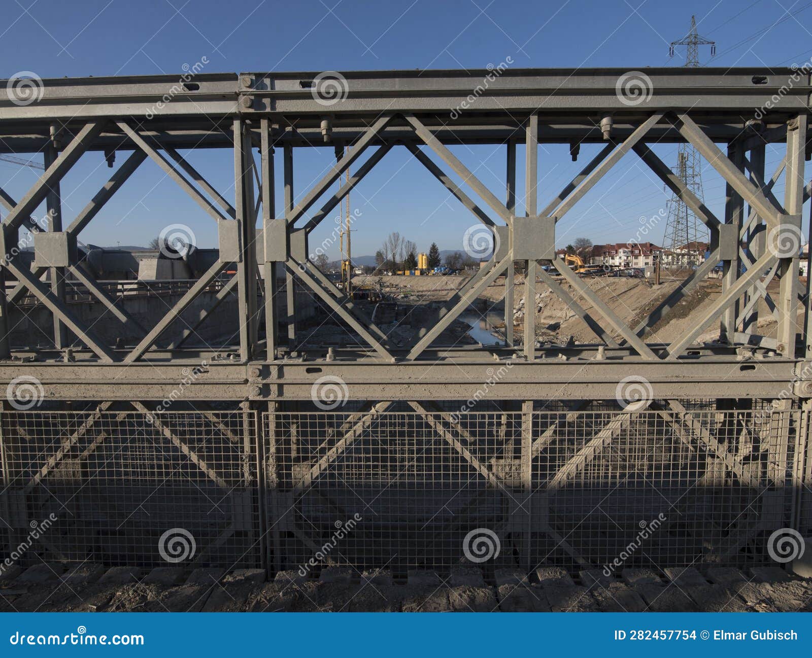 Iron Bridge in Truss Construction Stock Photo - Image of infrastructure ...