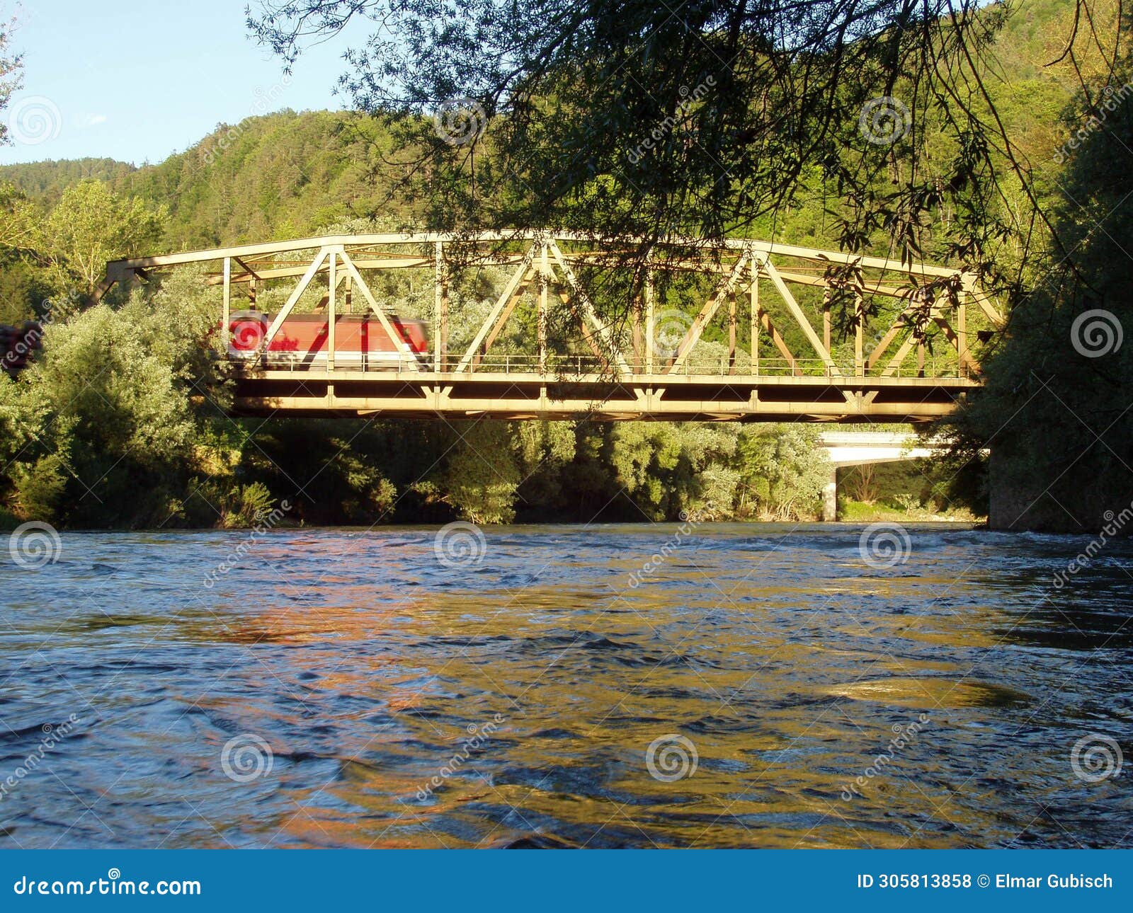 Iron Bridge in Truss Construction Stock Photo - Image of means ...