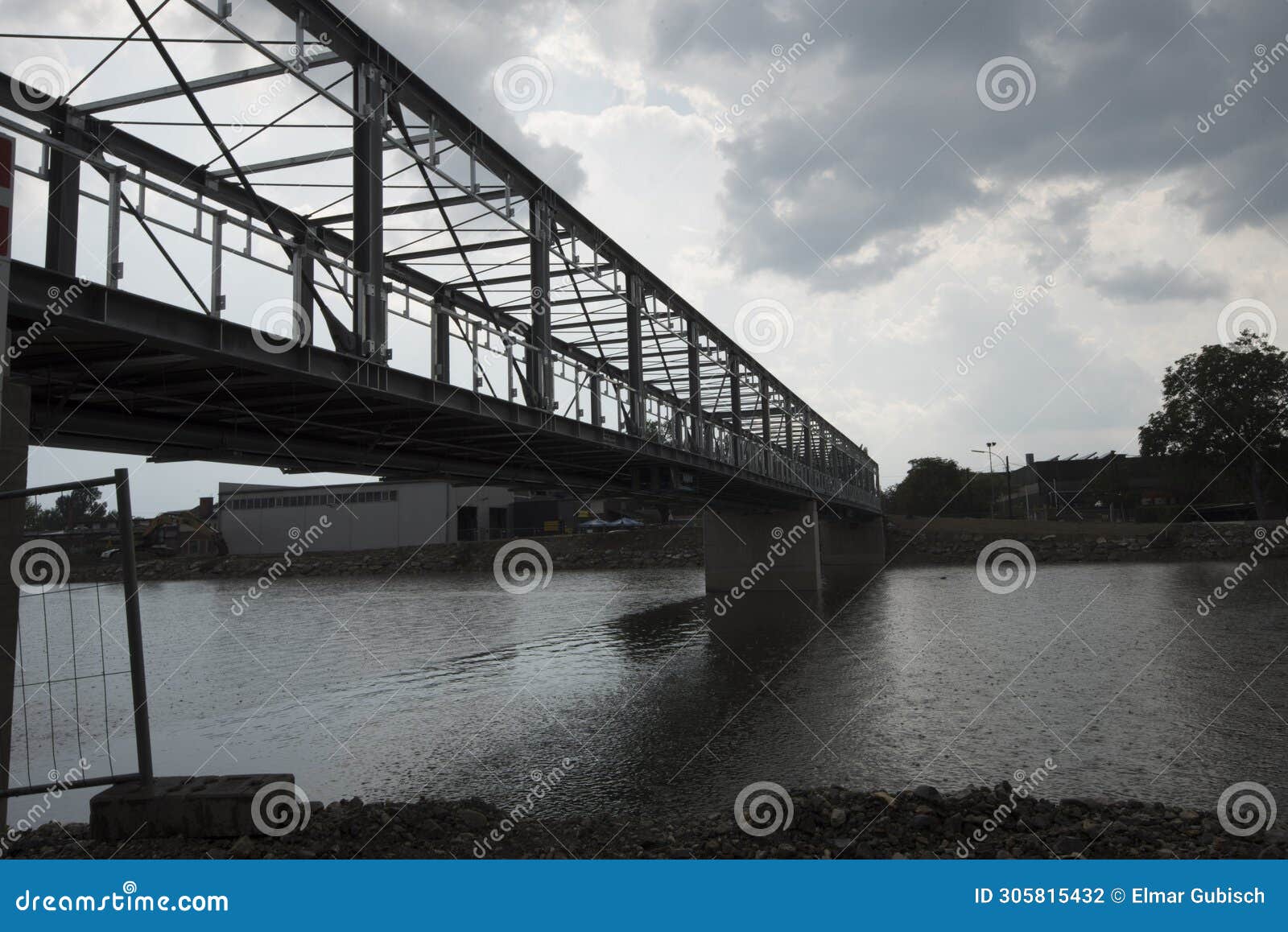 Iron Bridge in Truss Construction Stock Photo - Image of network ...