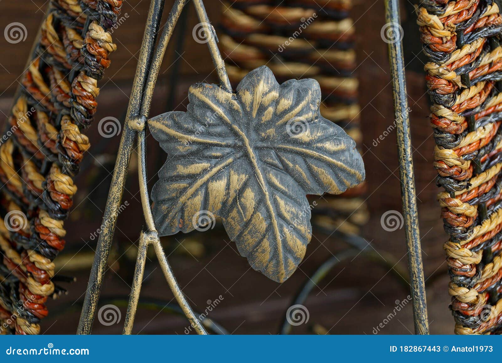 Iron Brown Forged Leaf in Metal Decoration Stock Image - Image of plant ...