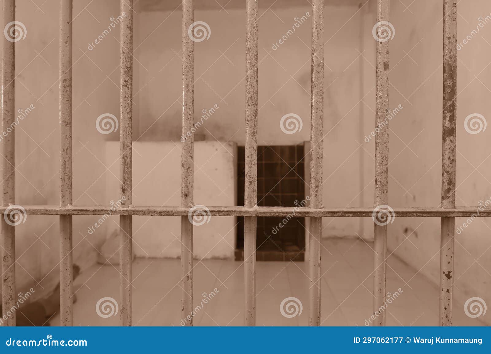 Iron Cage and Unsightly View of the Prison. Stock Image - Image of view ...
