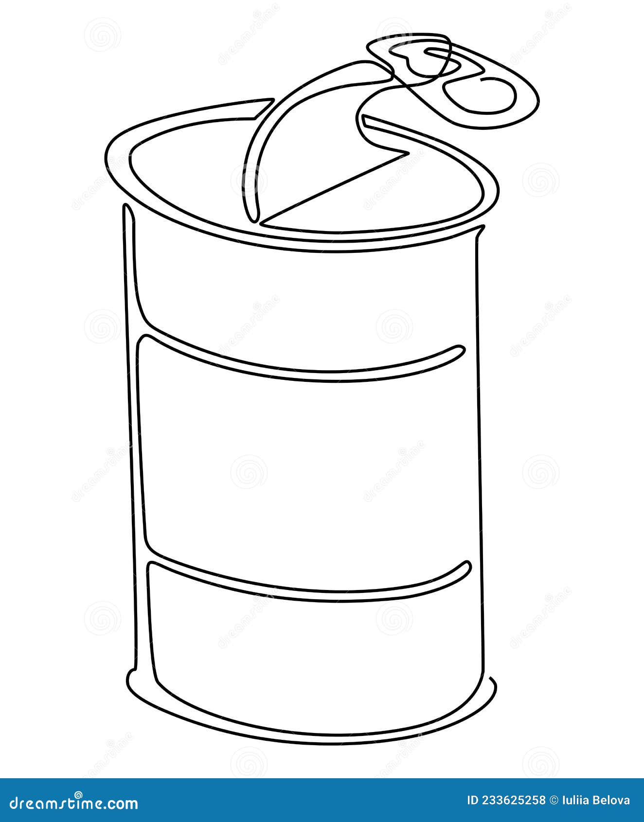 Iron Can With An Open Lid. Humorous Mock-up. Continuous Line Drawing ...