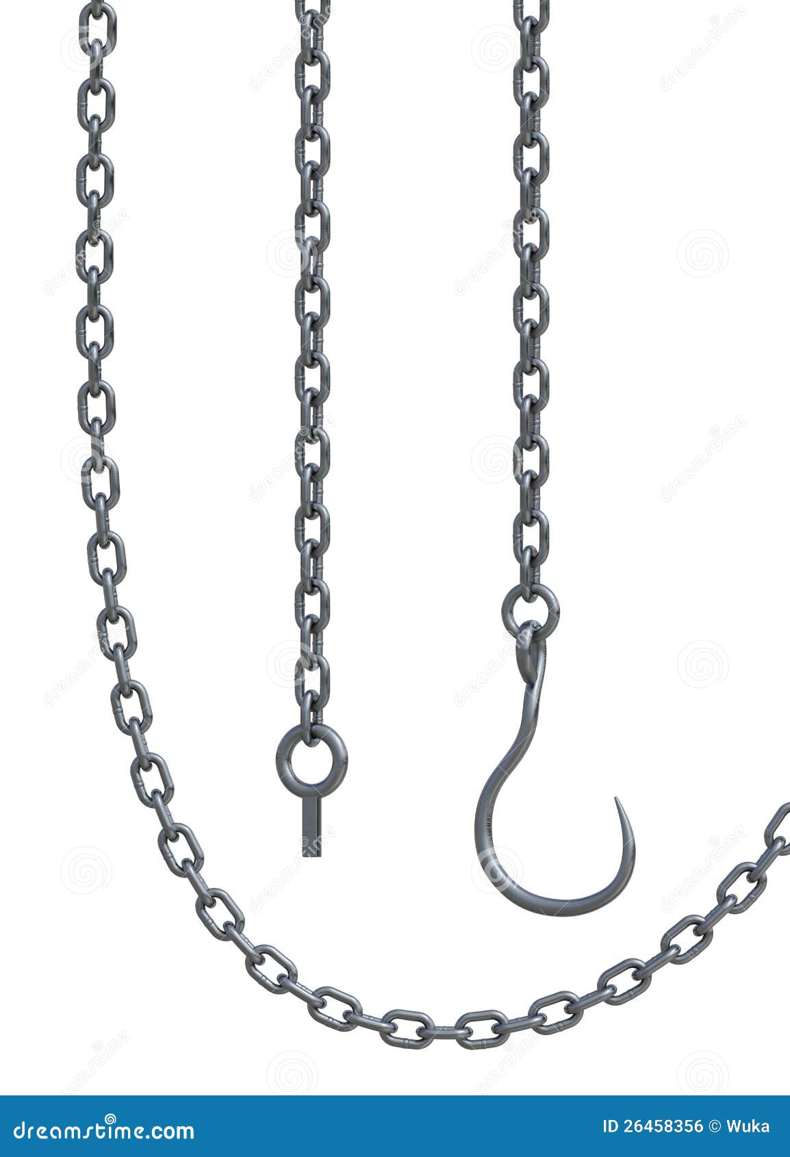 Iron Chain Set. Assortment Of Heavy Metallic Chains. Monochrome Curled ...