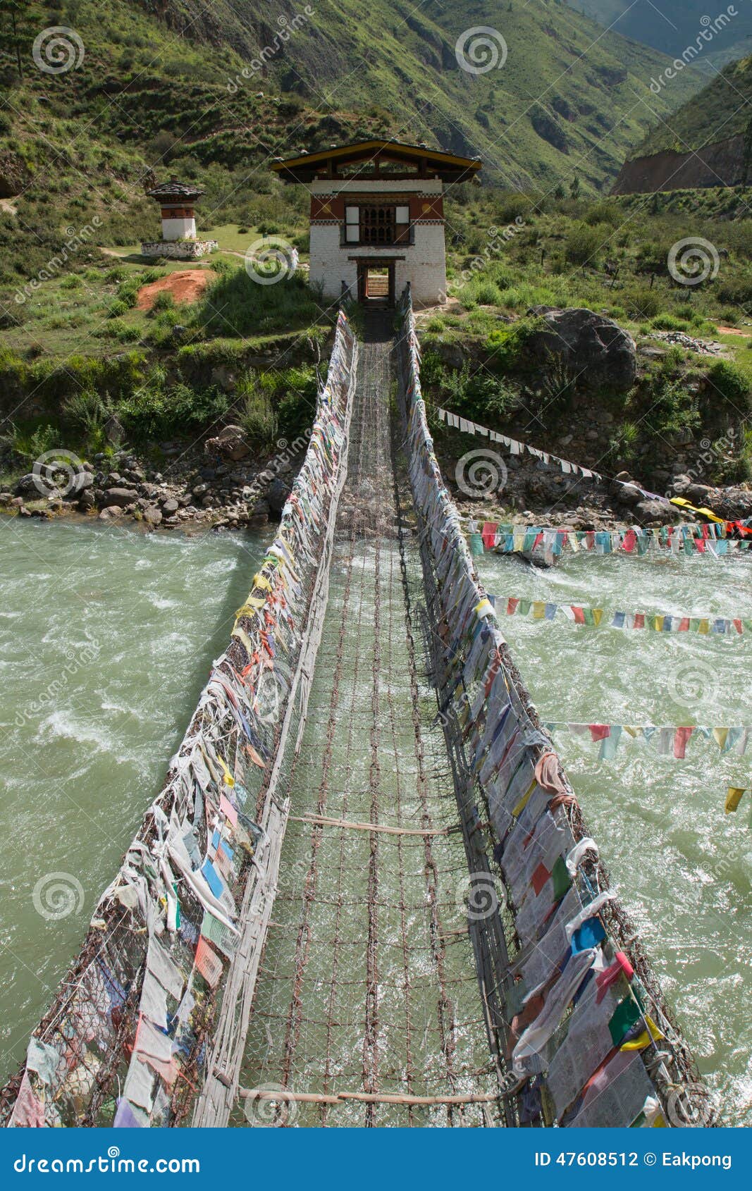 Iron Chain Bridge, Tamchoe Monastery, Bhutan Stock Photo - Image of ...