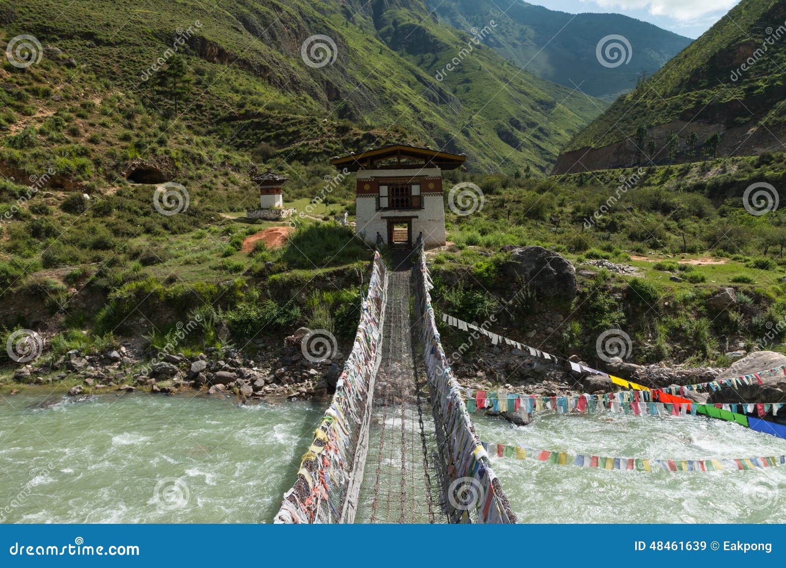 Iron Chain Bridge, Tamchoe Monastery, Bhutan Stock Image - Image of ...