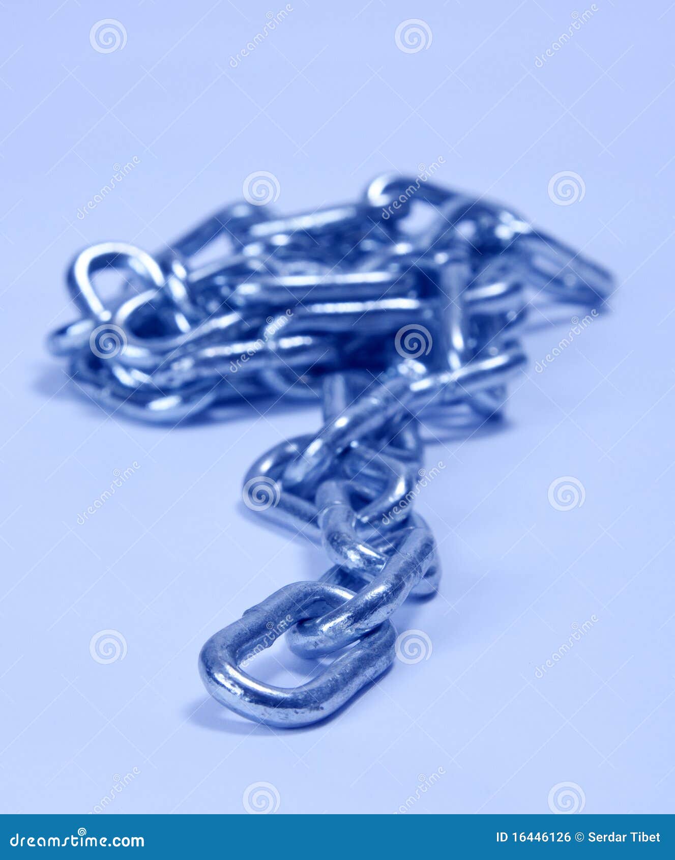 Iron Chain Detail with Blue Background Stock Photo - Image of thread ...