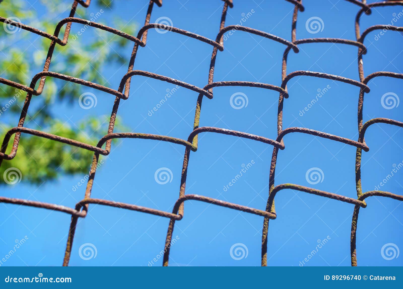 Iron Chain Link Fence Against Sky Stock Photo - Image of galvanized ...