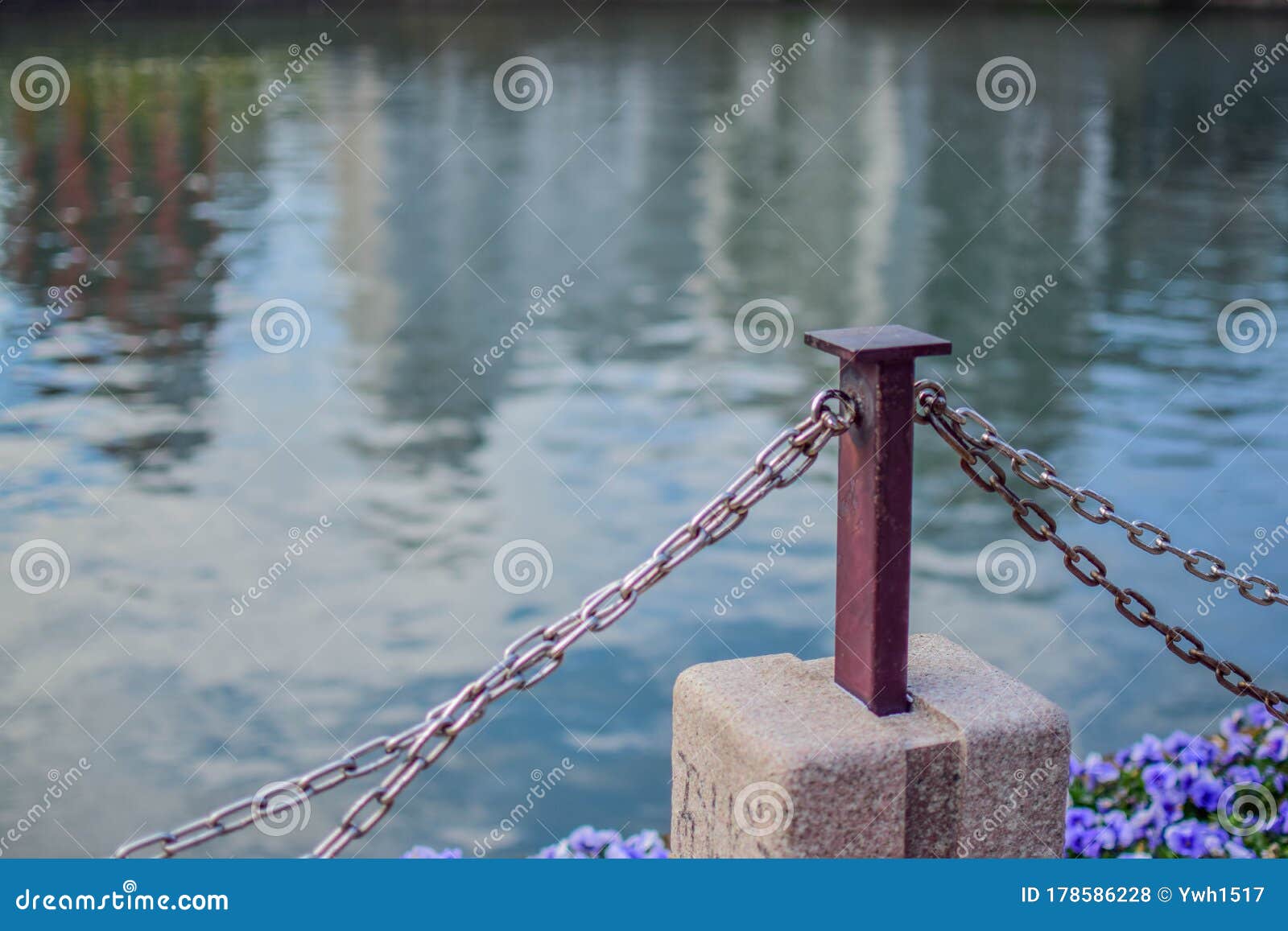 Iron Chains by the Bank of a River Stock Photo - Image of marine, metal ...