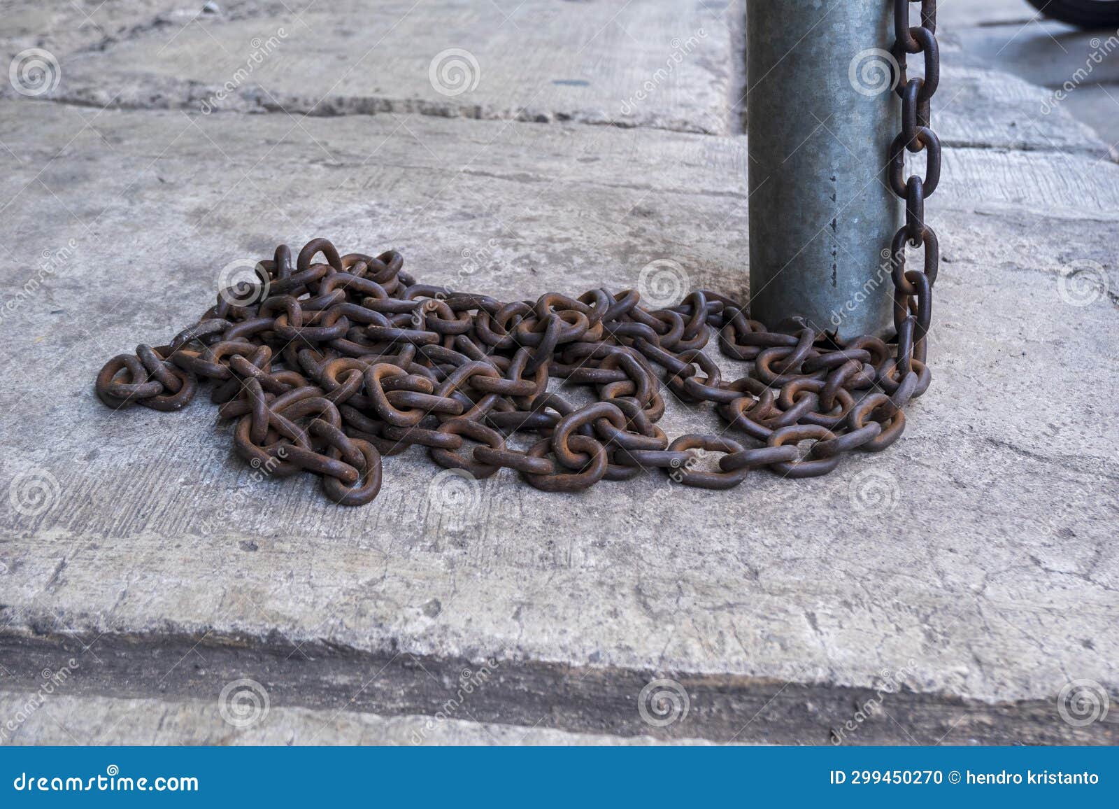 Iron Chains Used As Vehicle Parking Barriers Stock Photo - Image of ...