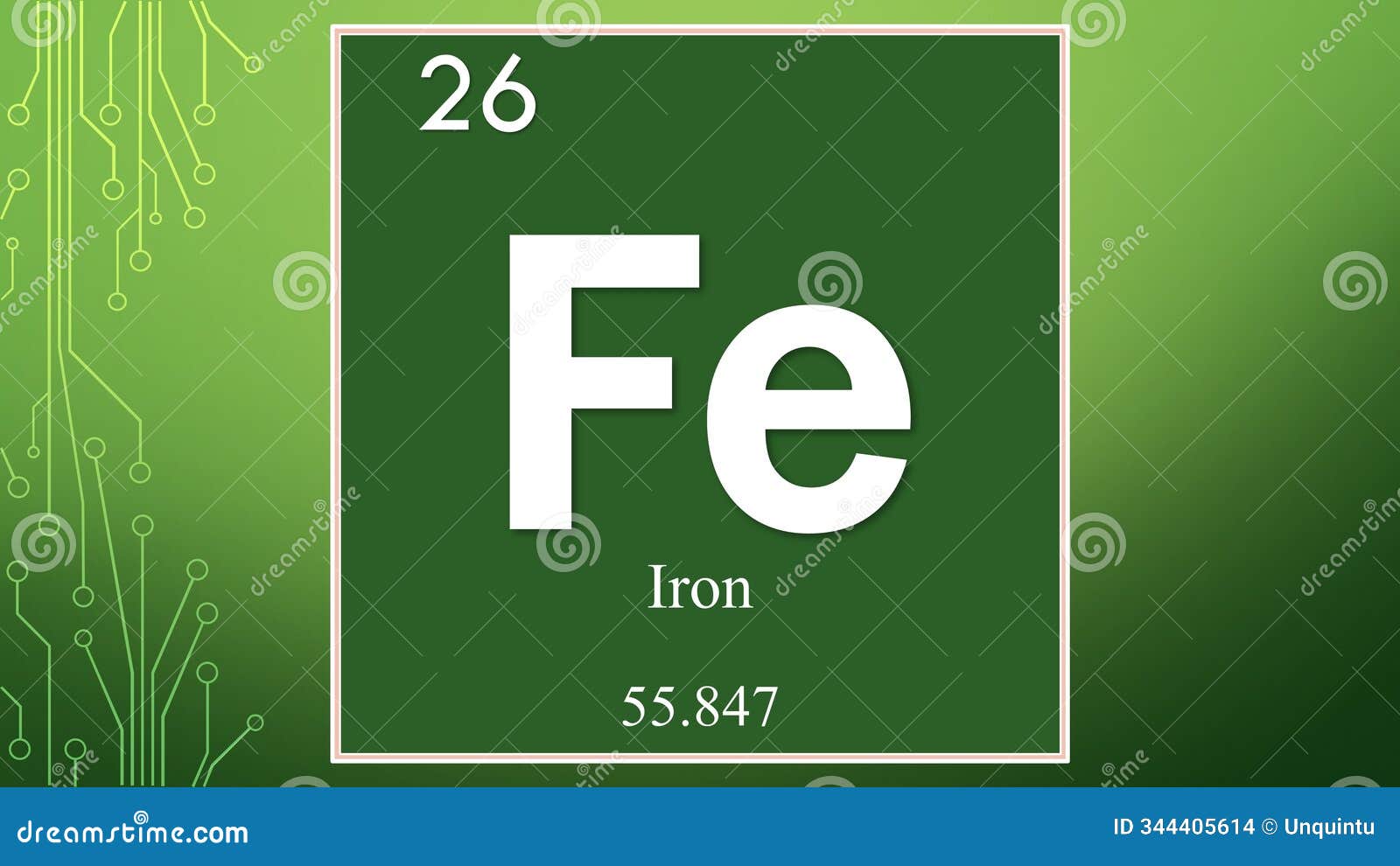 Iron Chemical Element Symbol on Green Abstract Background Stock ...