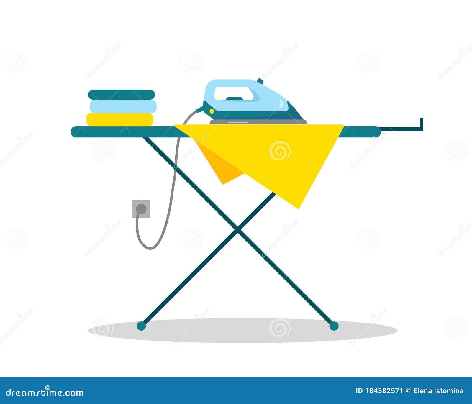 Iron And Clothes On An Ironing Board Stock Vector Illustration Of Icon Domestic 184382571