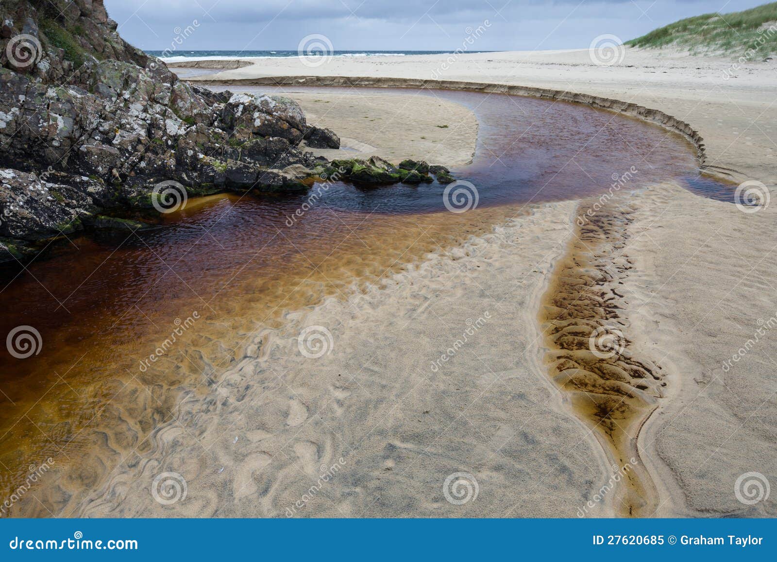Iron Coloured Stream Flowing into the Sea. Stock Image - Image of rusty ...