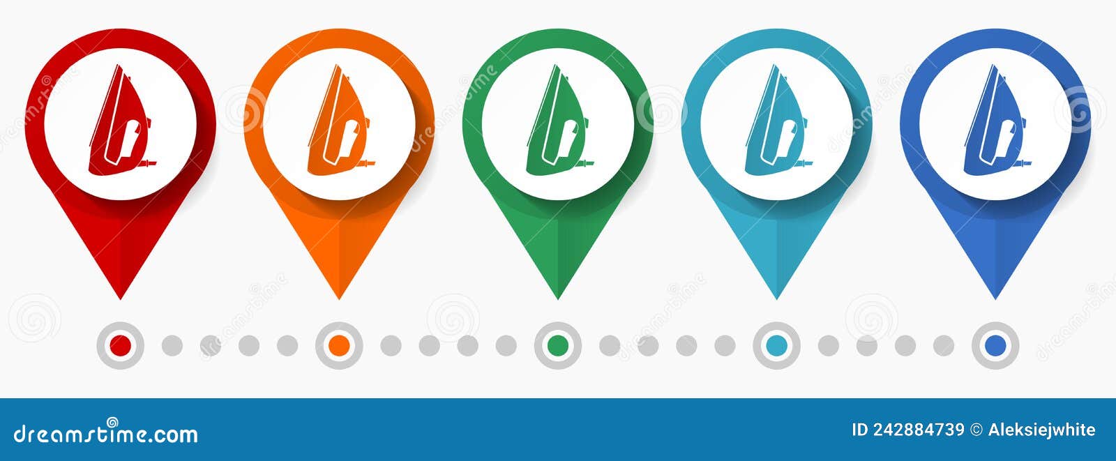 Iron Concept Vector Icon Set, Flat Design Ironing Pointers, Infographic ...