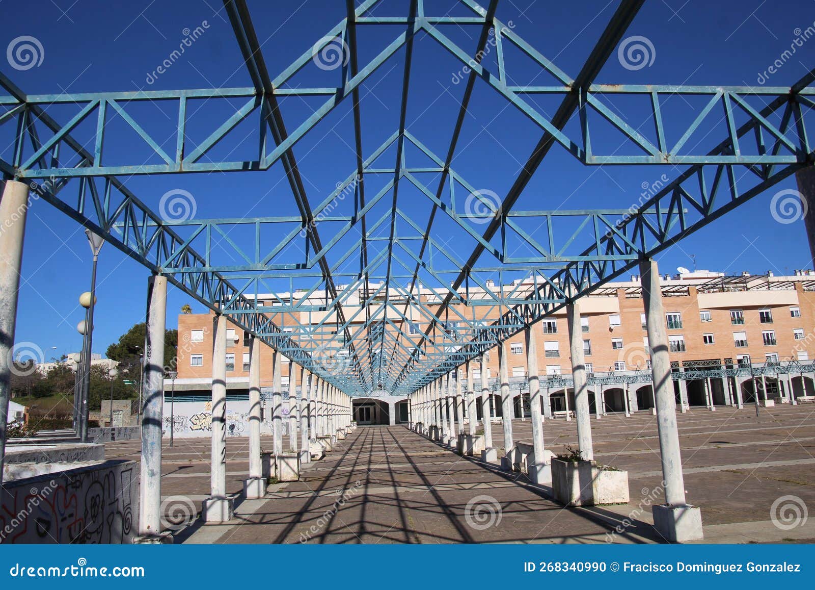 Iron and Concrete Structure in Central Plaza of Buildings Stock Photo ...